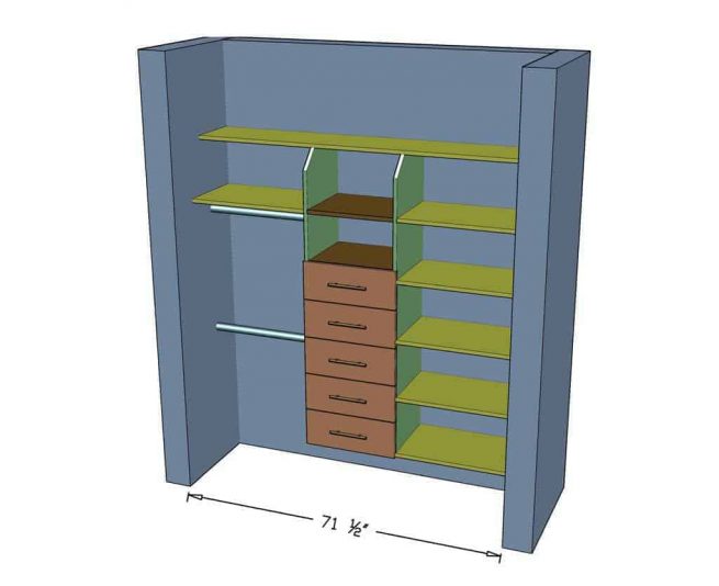 DIY Closet Organizer with Drawers and Shelves - TheDIYPlan