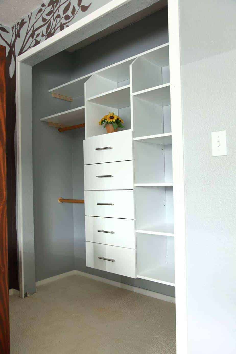 DIY Closet Organizer With Drawers And Shelves TheDIYPlan