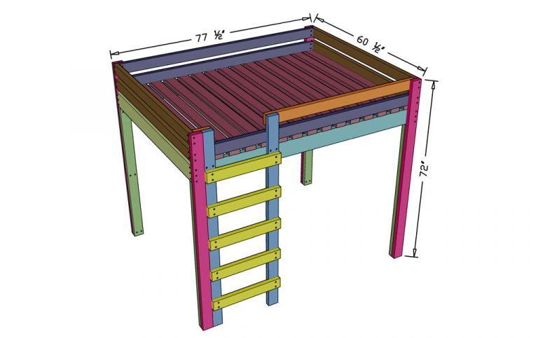 How to Build a DIY Full Size Loft Bed - TheDIYPlan